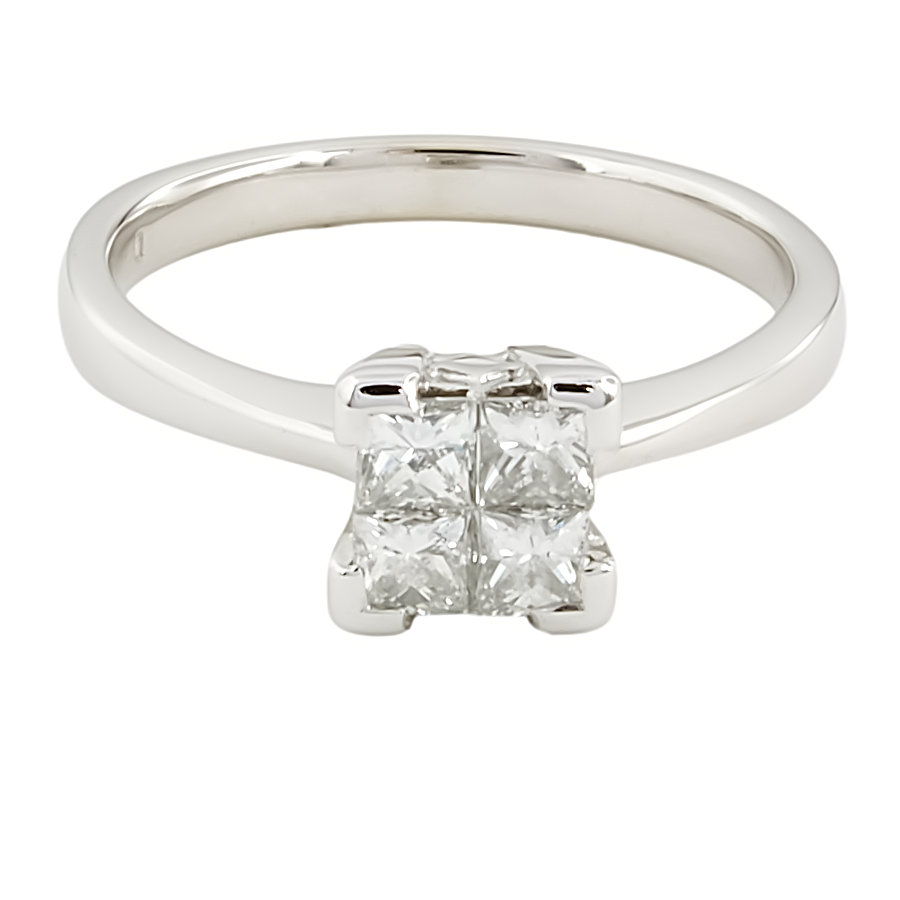 Second Hand 18ct White Gold Diamond 4 Stone Ring Size M